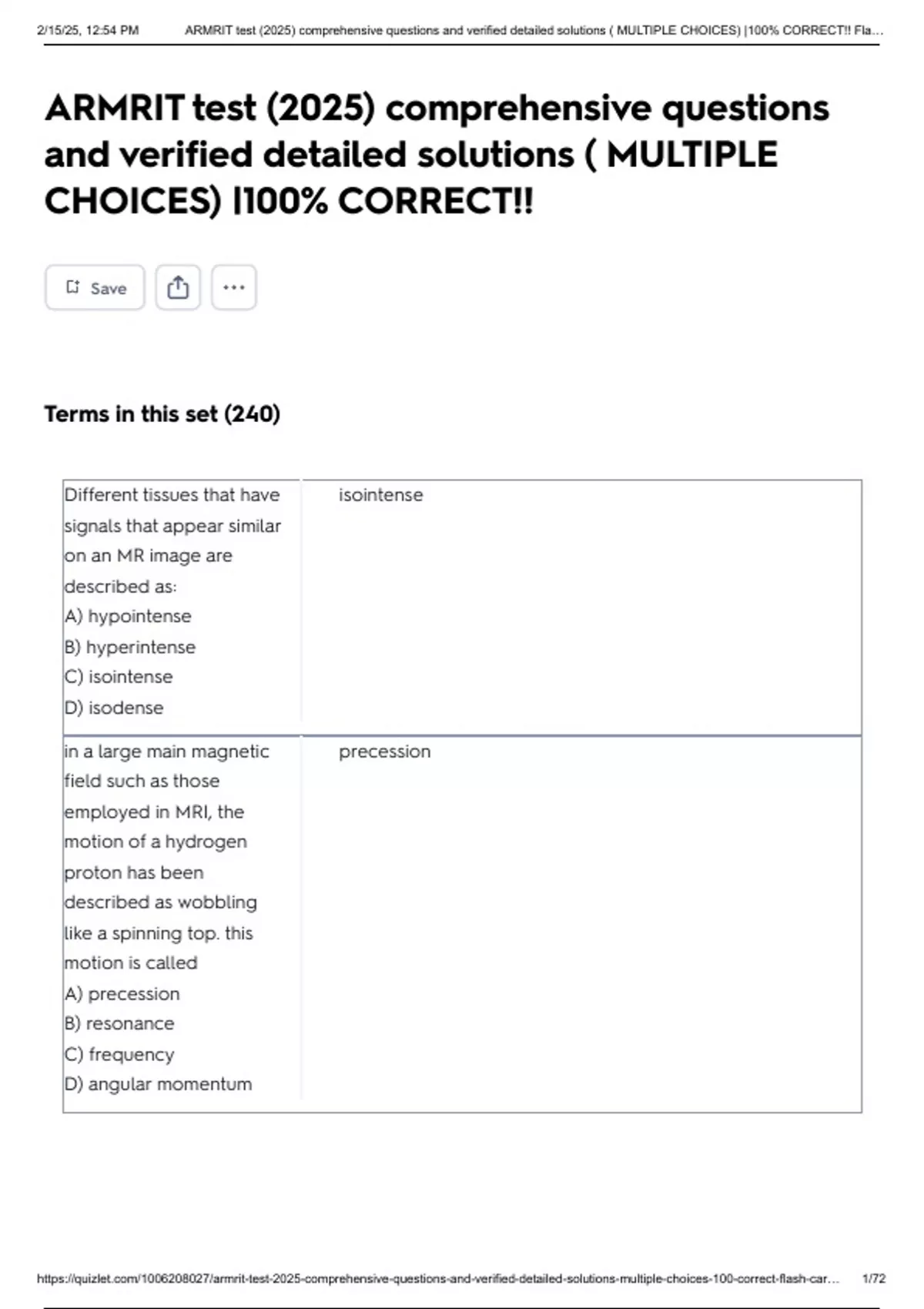 ARMRIT test (2025) comprehensive questions and verified detailed ...