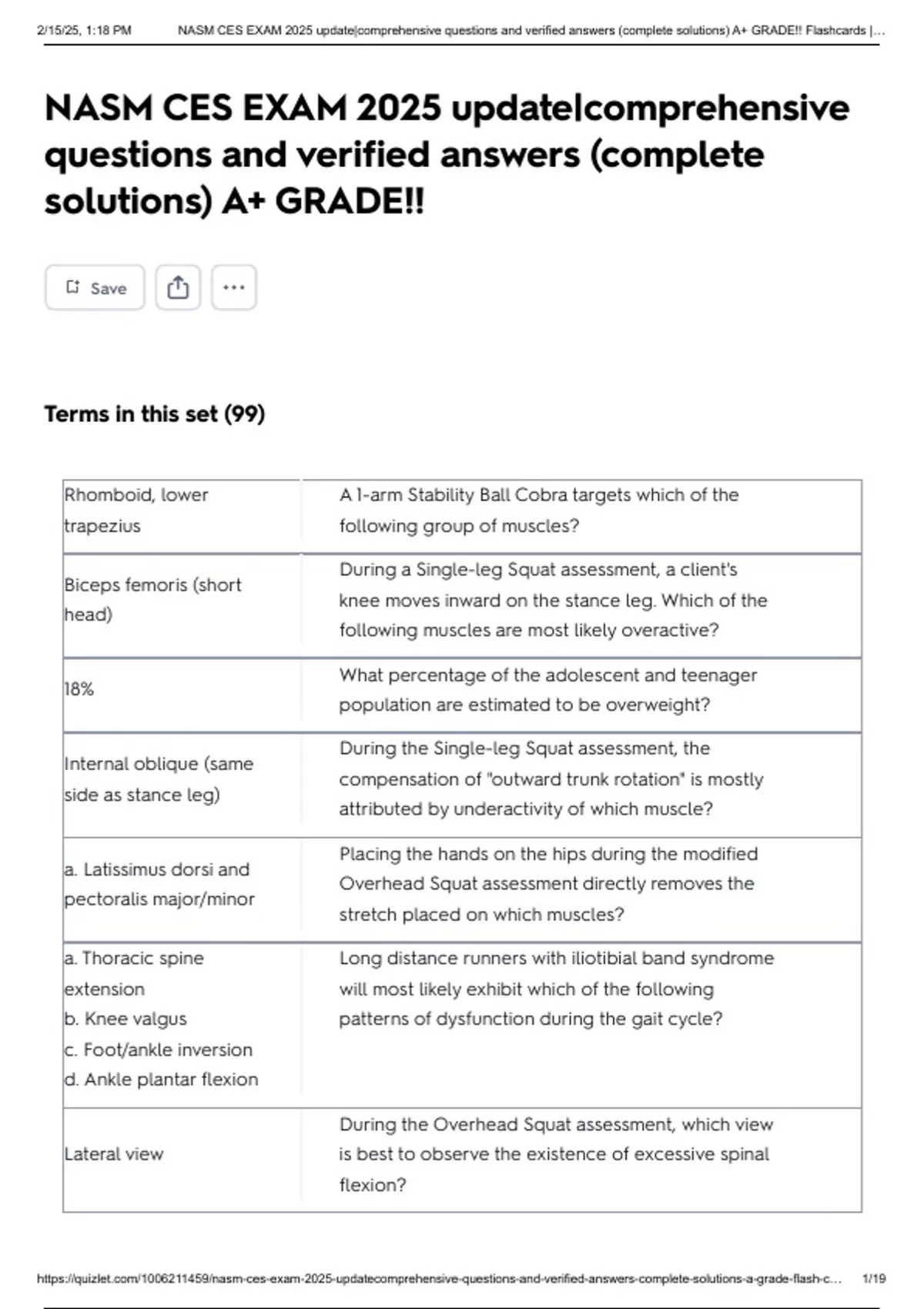 NASM CES EXAM 2025 update|comprehensive questions and verified answers (complete solutions) A+ ...
