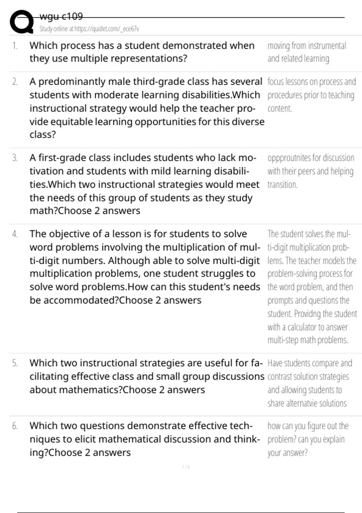WGU C109 OA EXAM/WGU C109 ELEMENTARY MATHEMATICAL METHODS OBJECTIVE ...