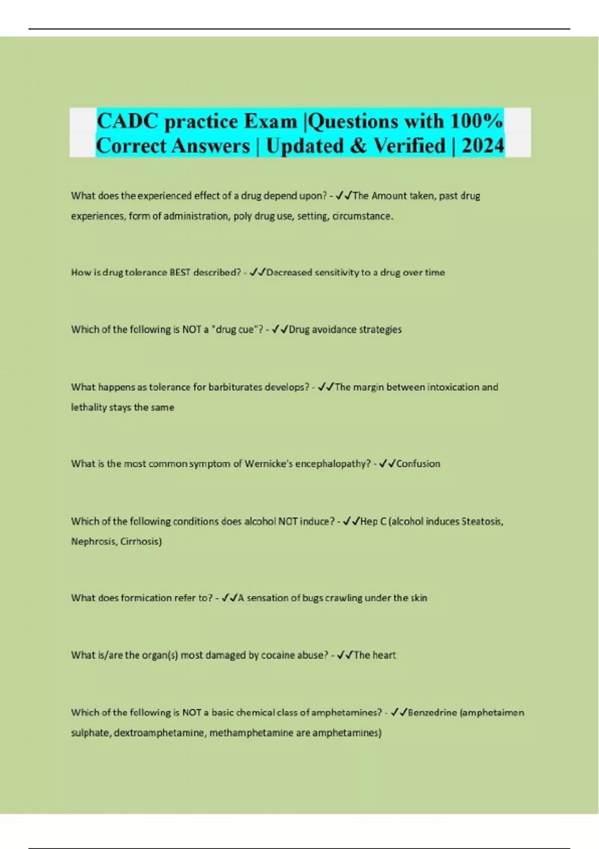 CADC – Documentation Questions with 100% Correct Answers | Updated ...