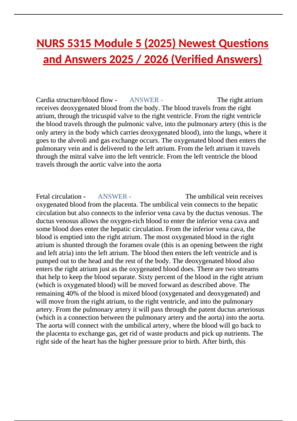 NURS 5315 Module 5 (2025) Newest Questions and Answers 2025 / 2026 ...