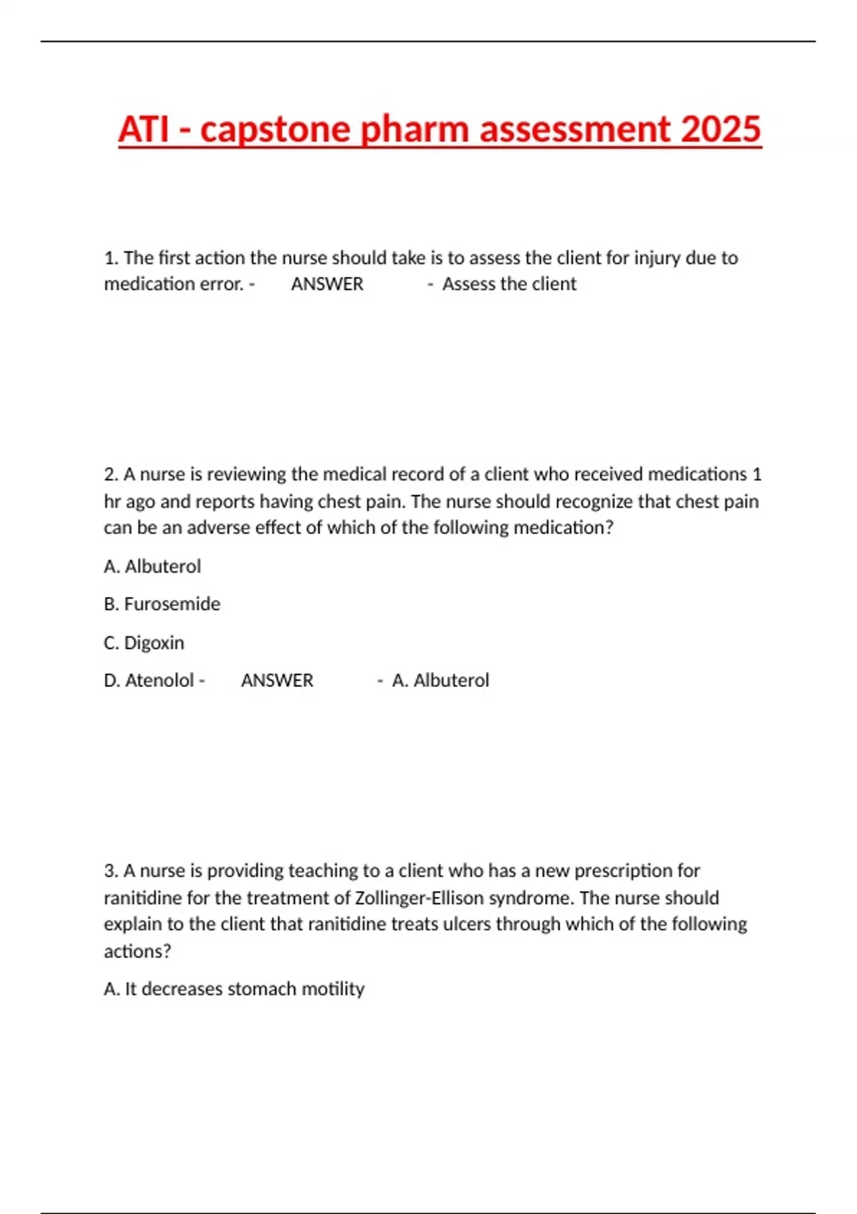 ATI - capstone pharm assessment 2025 - ATI - capstone pharm assessment ...