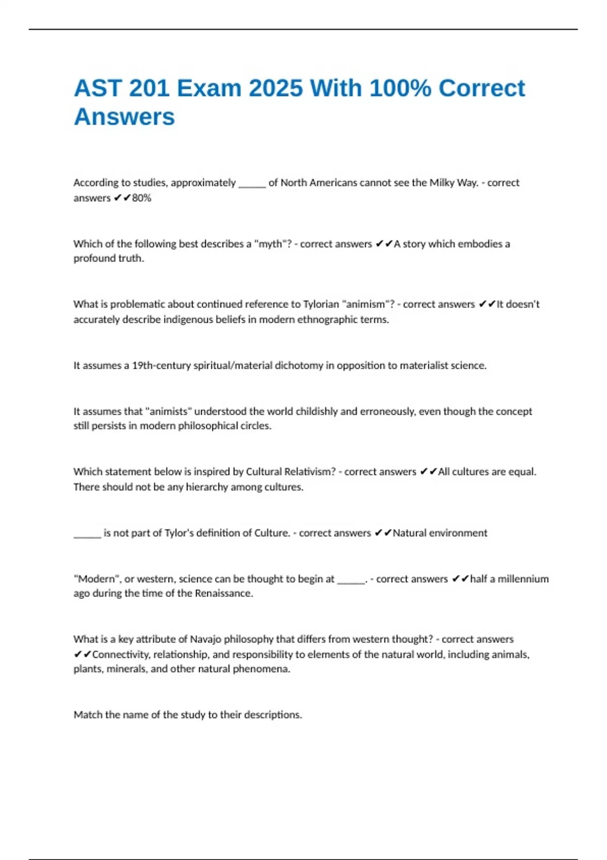 AST 201 Exam 2025 With 100% Correct Answers - AST 201 E - Stuvia US