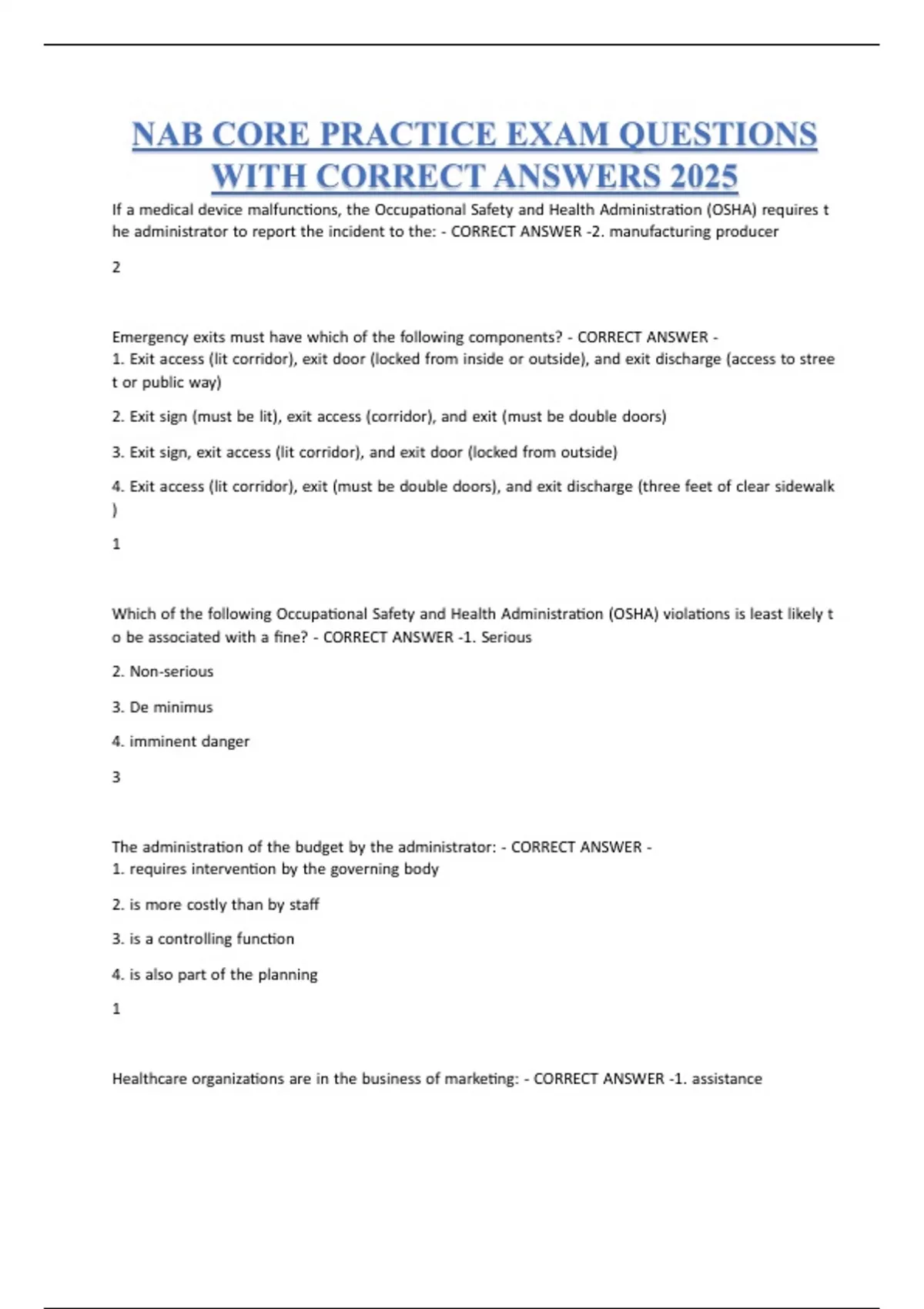 NAB CORE PRACTICE EXAM QUESTIONS WITH CORRECT ANSWERS 2025 - NAB RCAL ...