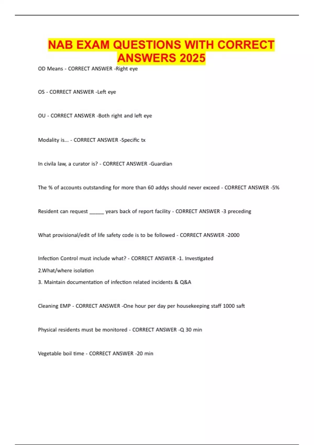 NAB EXAM QUESTIONS WITH CORRECT ANSWERS 2025 - NAB RCAL - Stuvia US