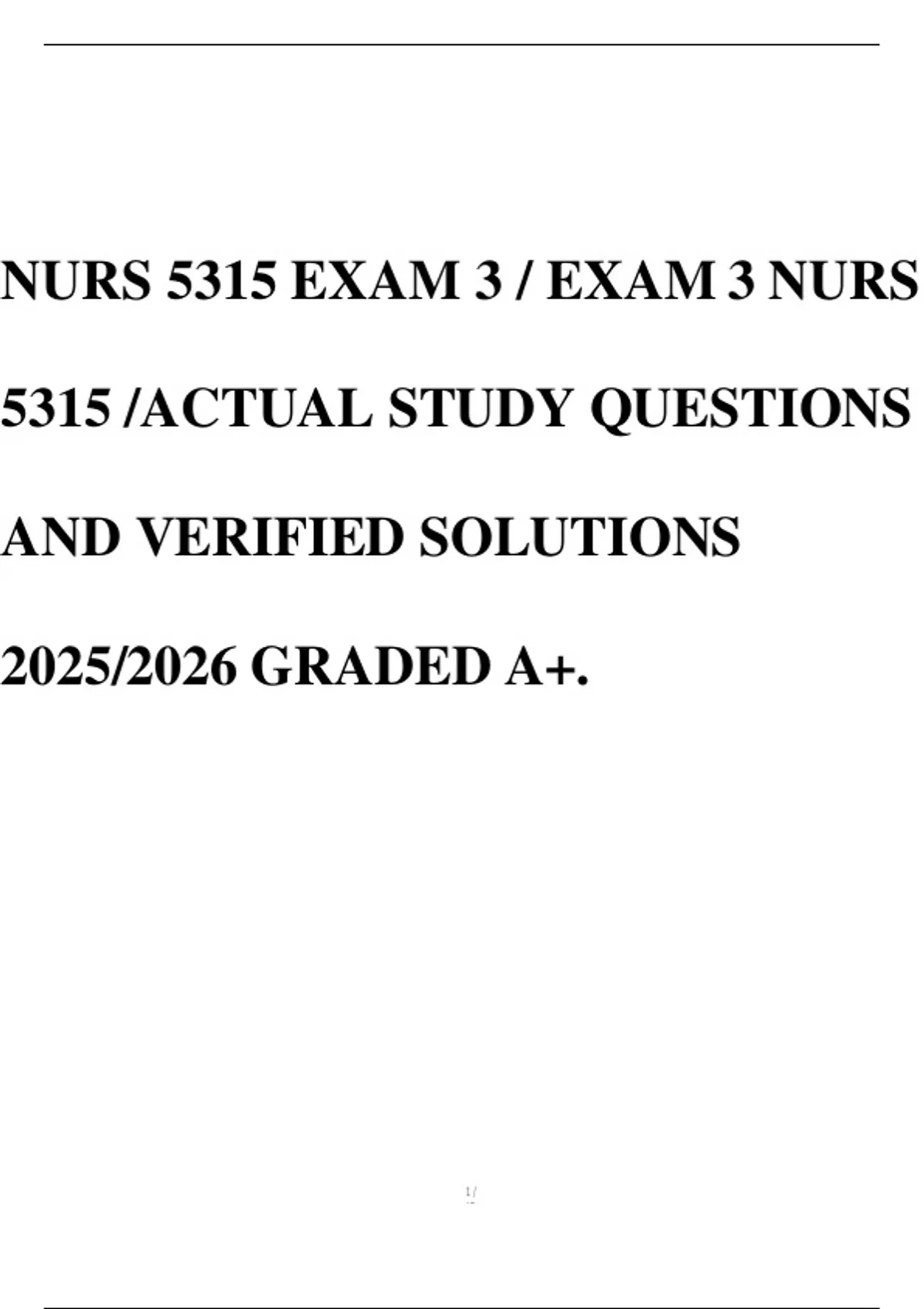 NURS 5315 EXAM 3 / EXAM 3 NURS 5315 /ACTUAL STUDY QUESTIONS AND ...