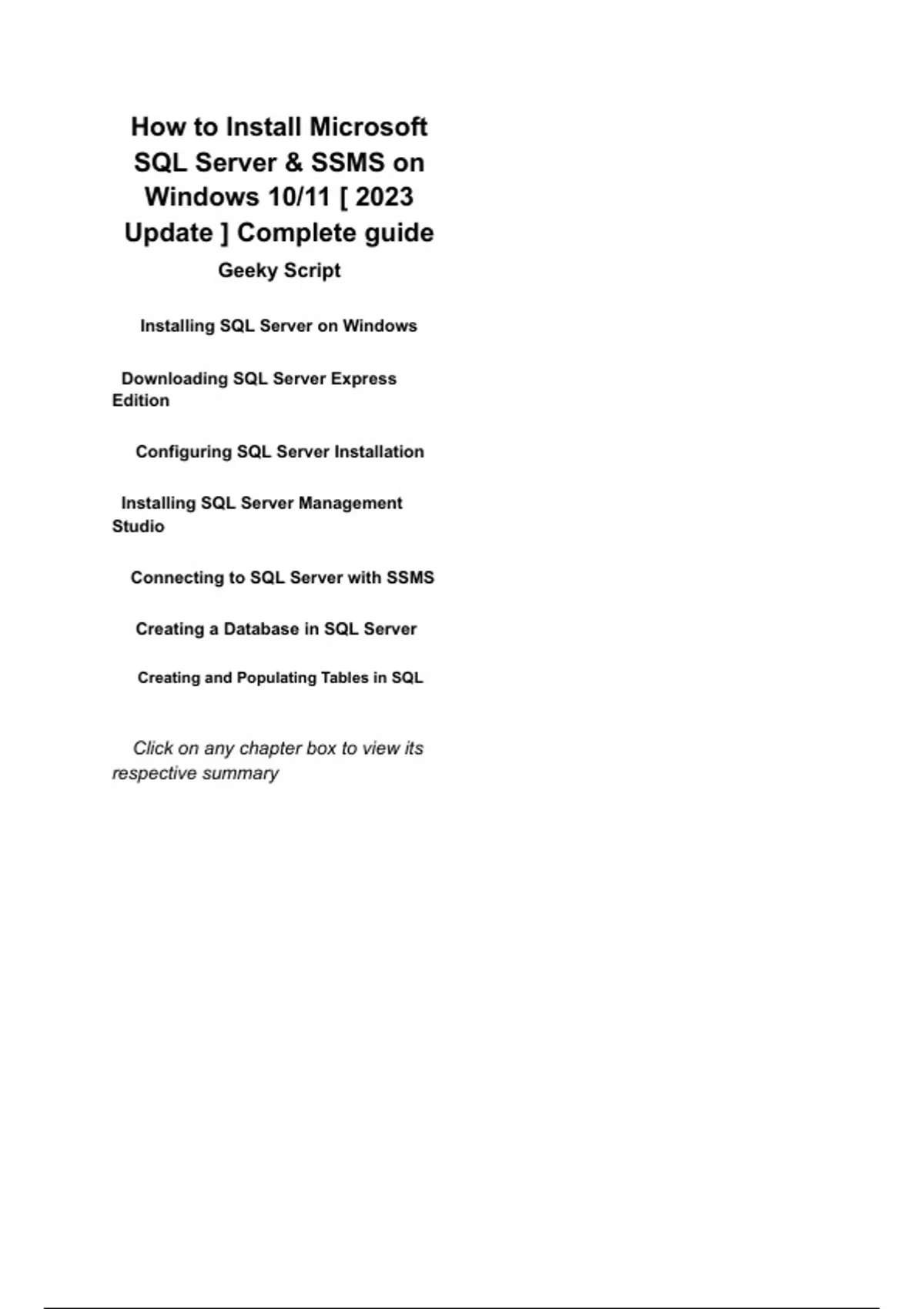 Summary What is SQL server and how to installation of Microsoft SQL server ...