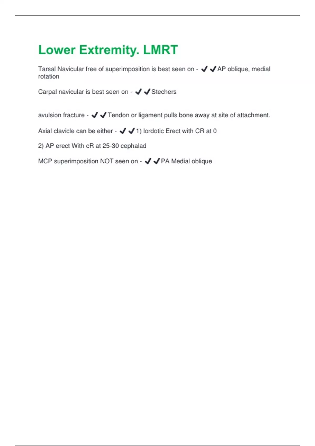 Lower Extremity. LMRT Questions With 100% Correct Answers!! - Lower ...