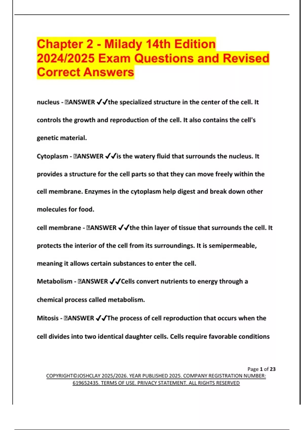 Chapter 2 - Milady 14th Edition 2024/2025 Exam Questions and Revised ...