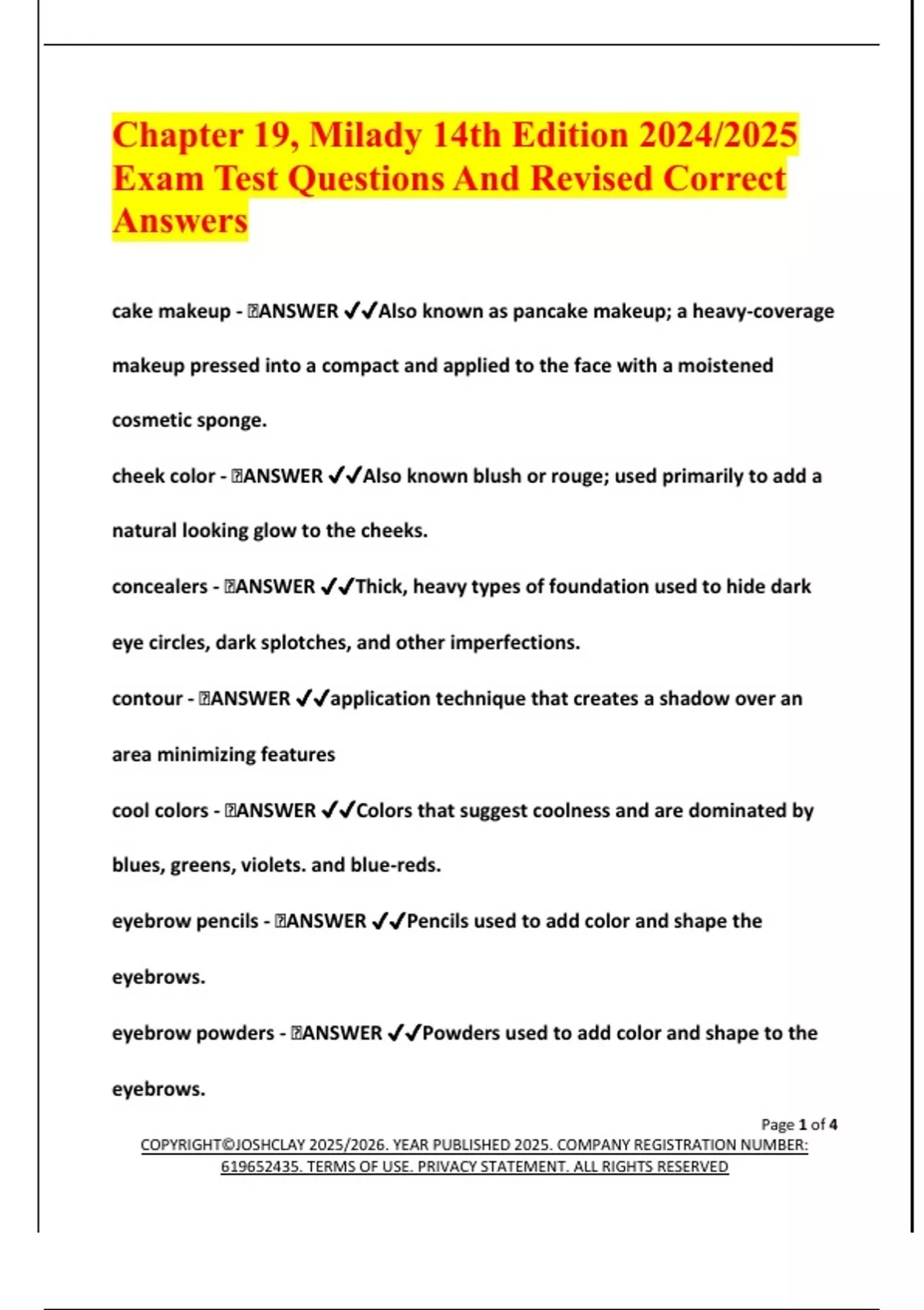 Chapter 19, Milady 14th Edition 2024/2025 Exam Test Questions And ...