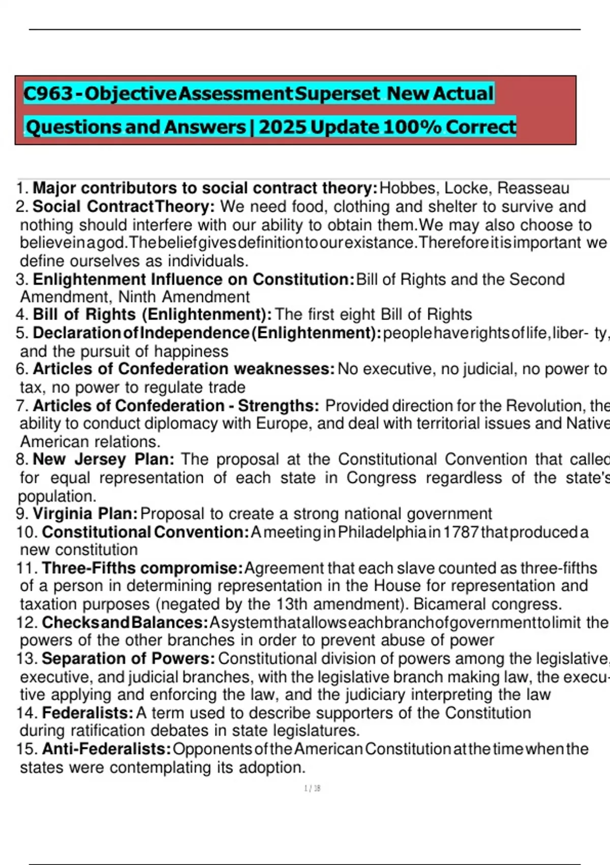 C963 - Objective Assessment Superset New Actual Questions and Answers ...