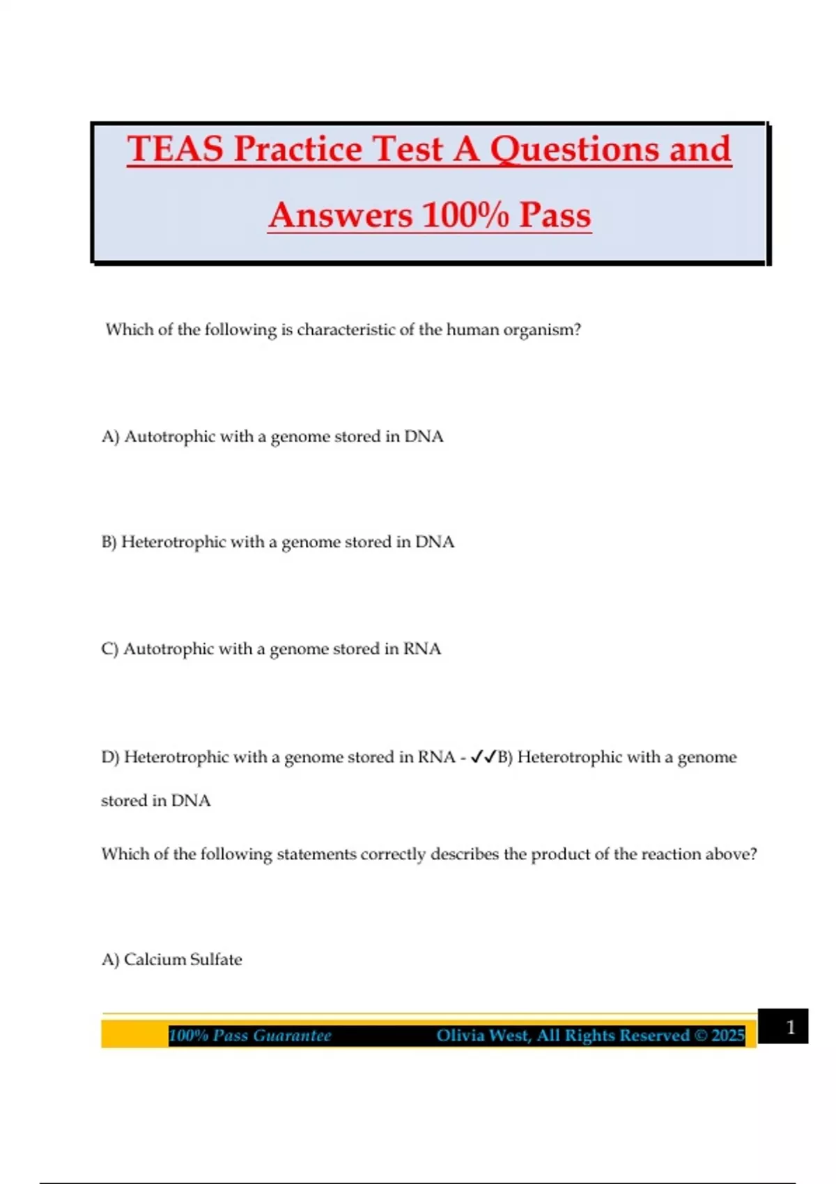 TEAS Practice Test A Questions and Answers 100% Pass - Teas - Stuvia US