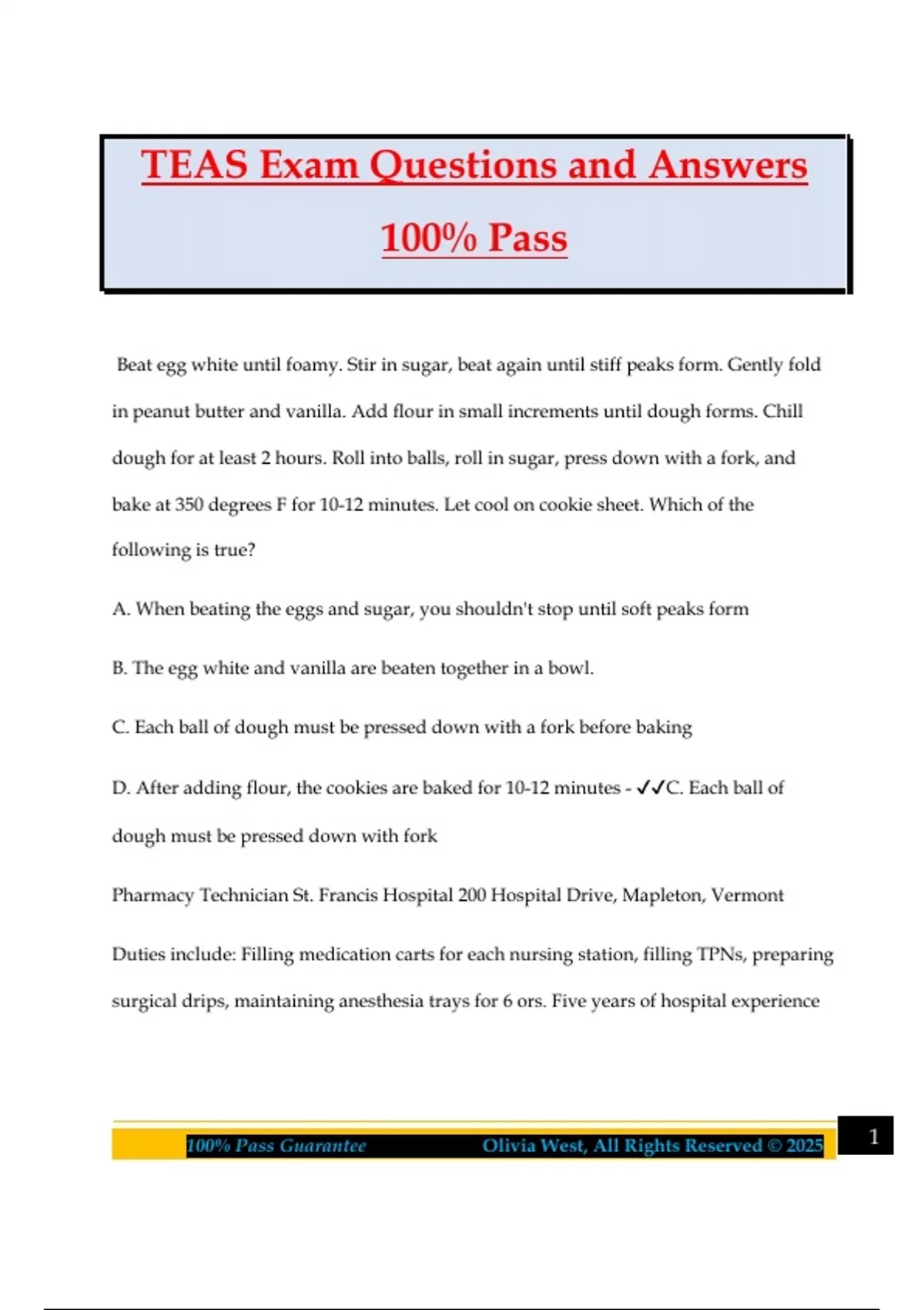 TEAS Exam Questions and Answers 100% Pass - Teas - Stuvia US