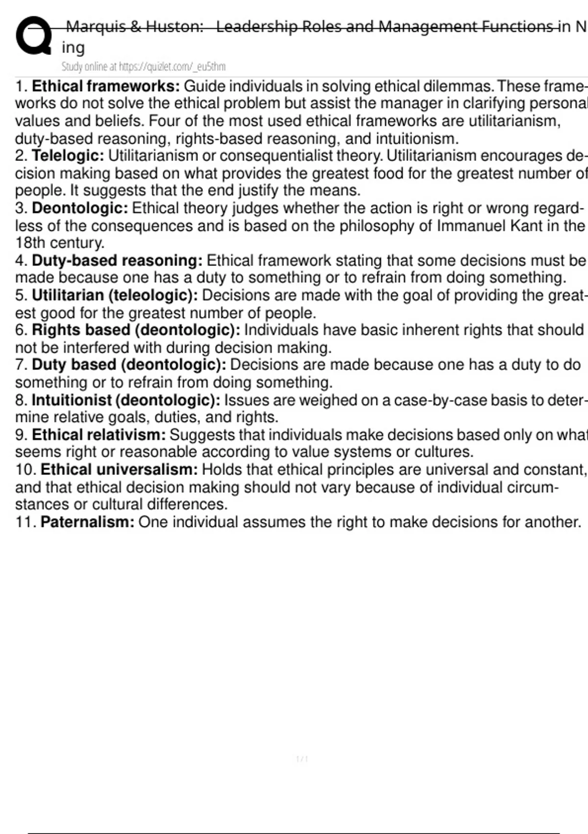 Leadership roles and management functions in nursing 11th edition ...