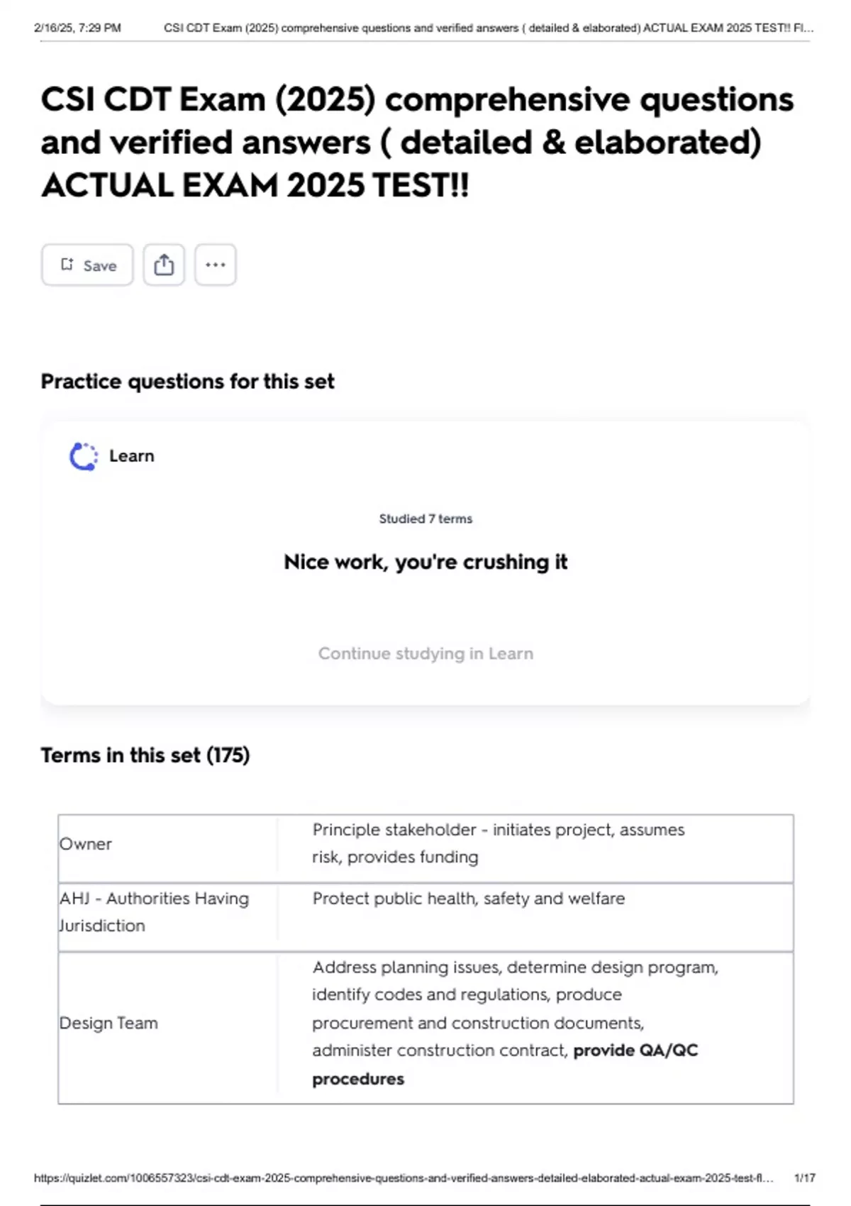 CSI CDT Exam (2025) comprehensive questions and verified answers ( detailed & elaborated) ACTUAL ...