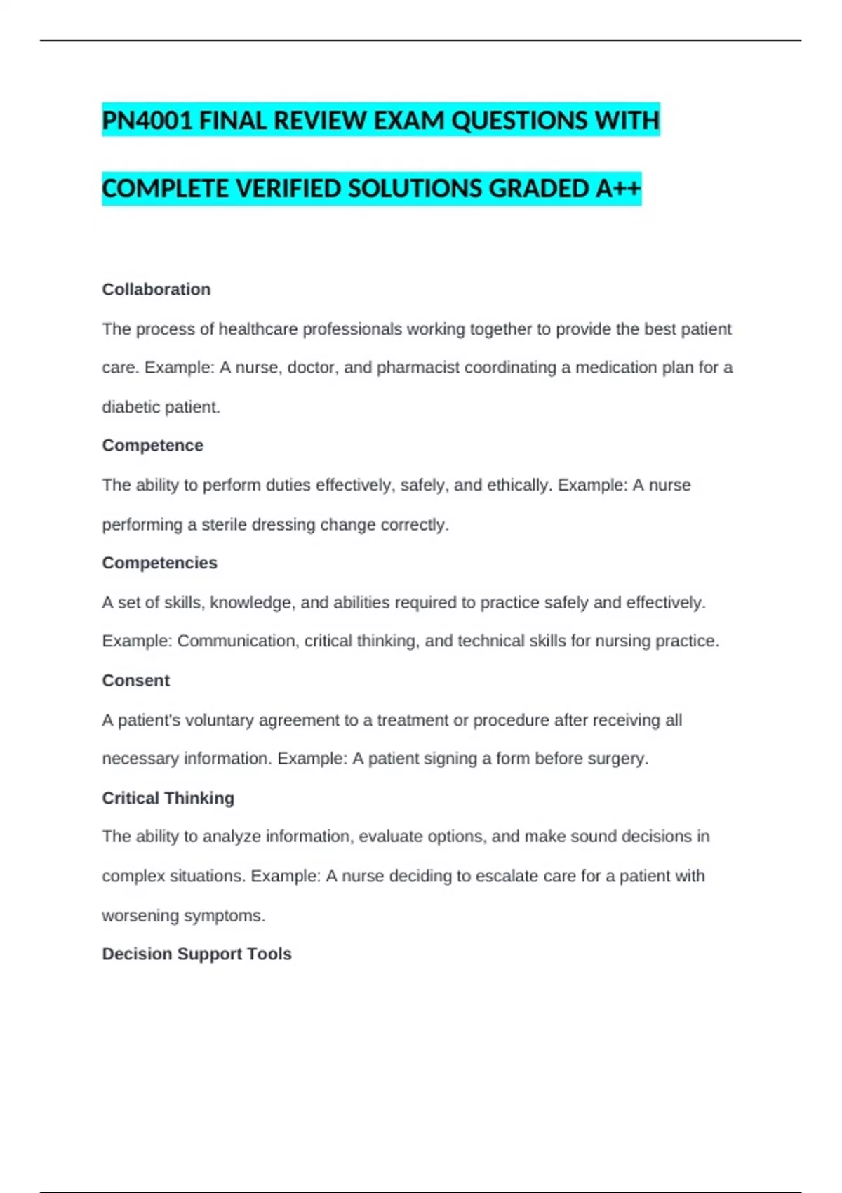 PN4001 FINAL REVIEW EXAM QUESTIONS WITH COMPLETE VERIFIED SOLUTIONS ...