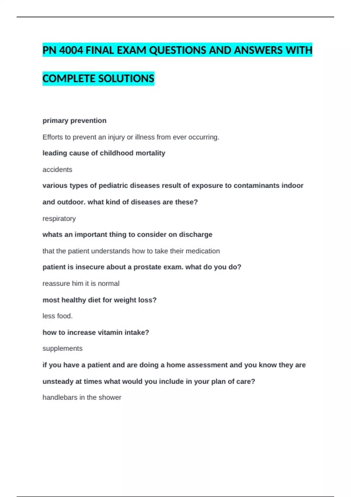 PN4004 FINAL EXAM (UPDATED 2025/2026) – QUESTIONS AND ANSWERS WITH ...