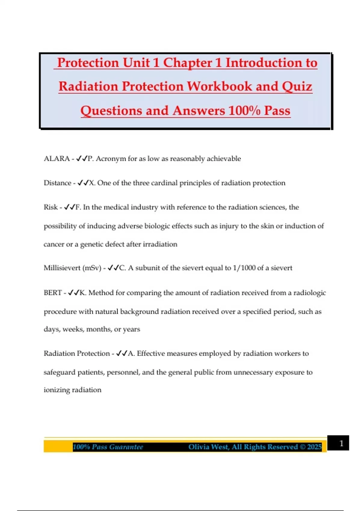 Protection Unit 1 Chapter 1 Introduction to Radiation Protection ...