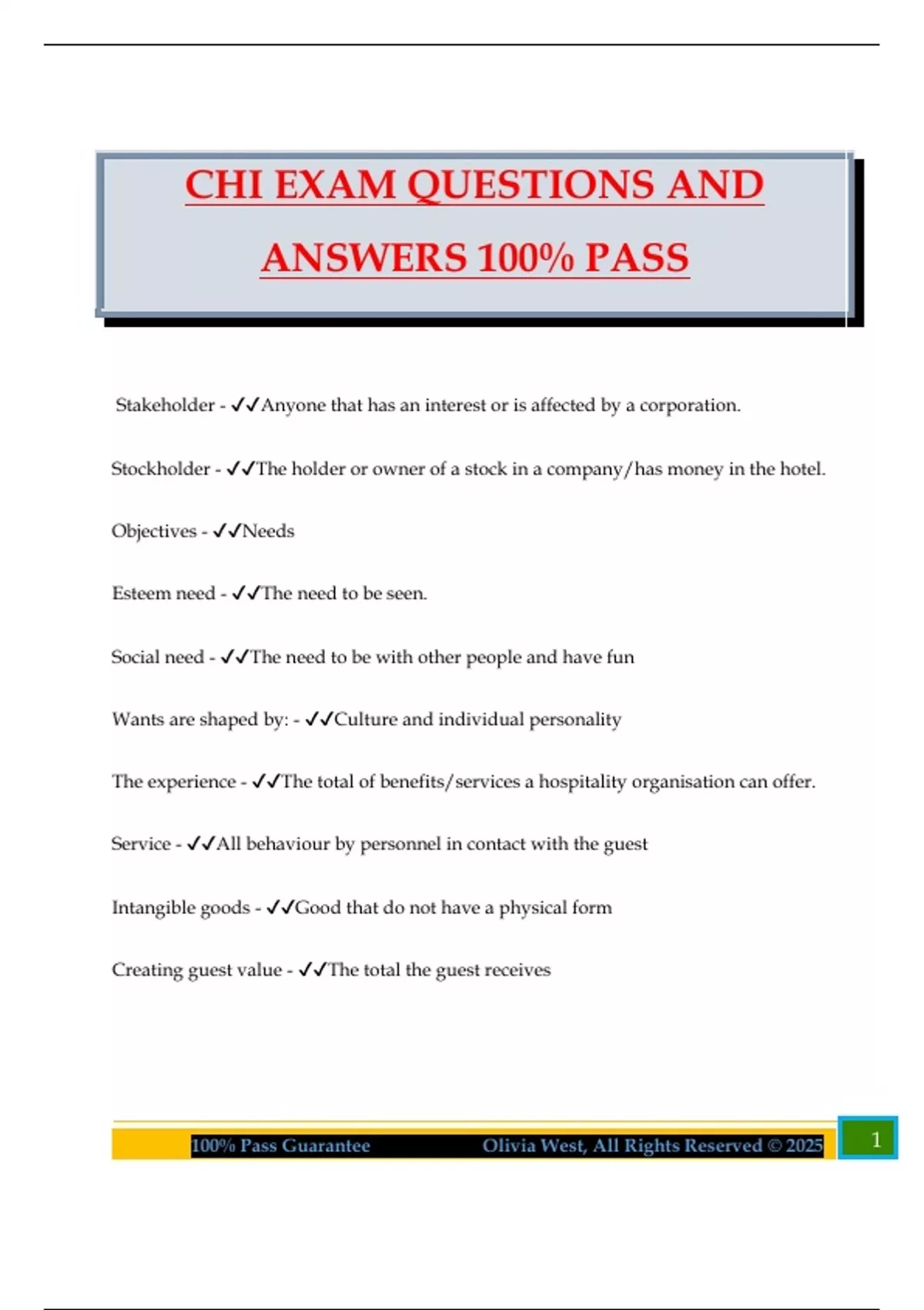 CHI EXAM QUESTIONS AND ANSWERS 100% PASS - CHI - Stuvia US