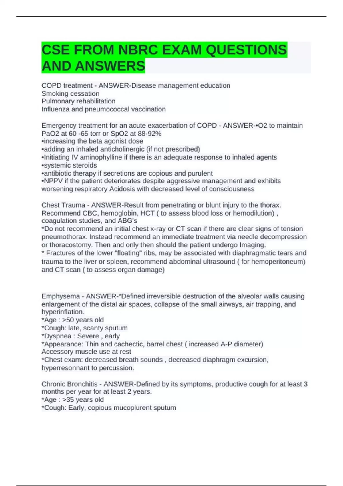 CSE FROM NBRC EXAM QUESTIONS AND ANSWERS - CSE - Stuvia US