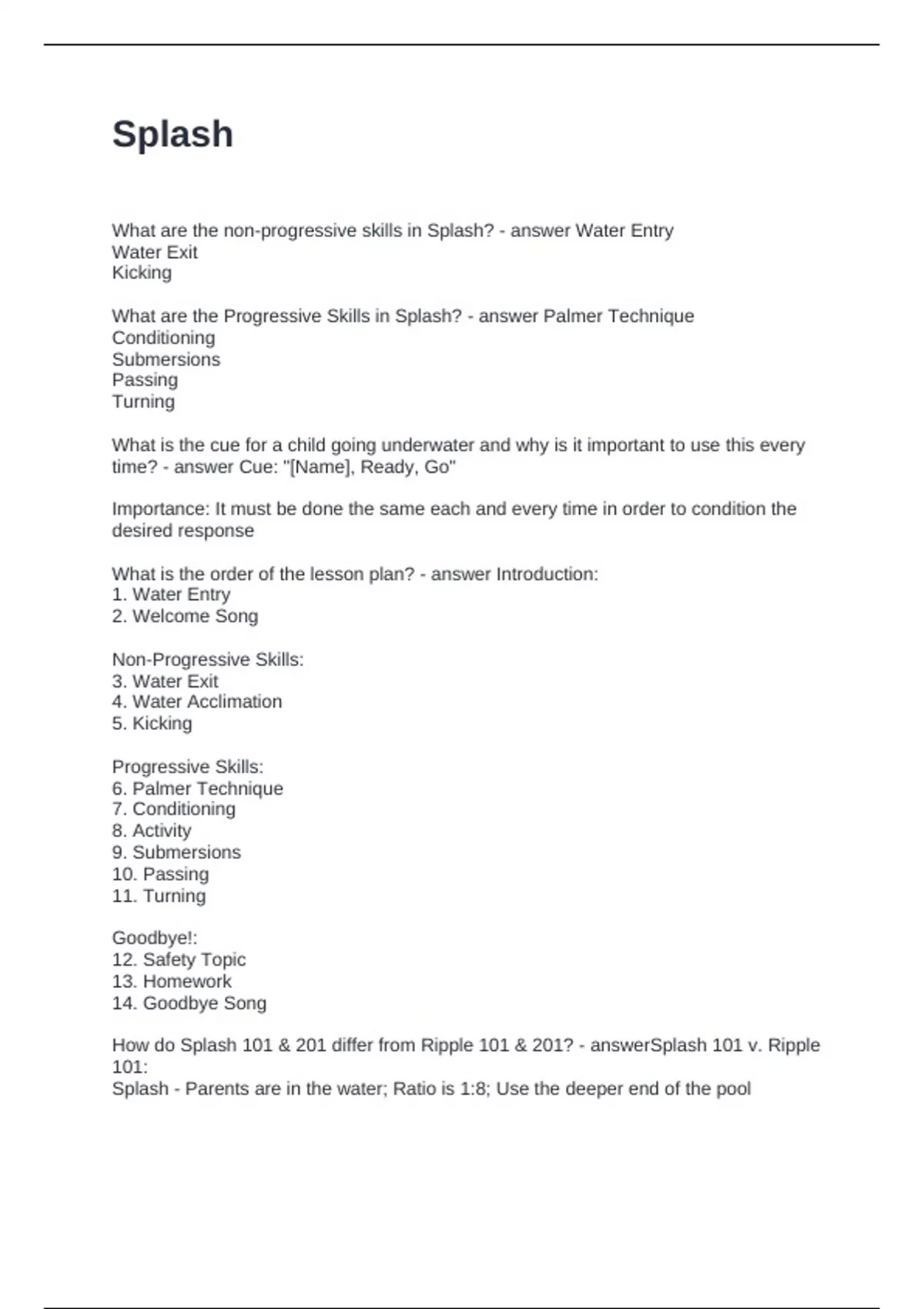 Splash Questions with Correct Answers - SPLA - Stuvia US