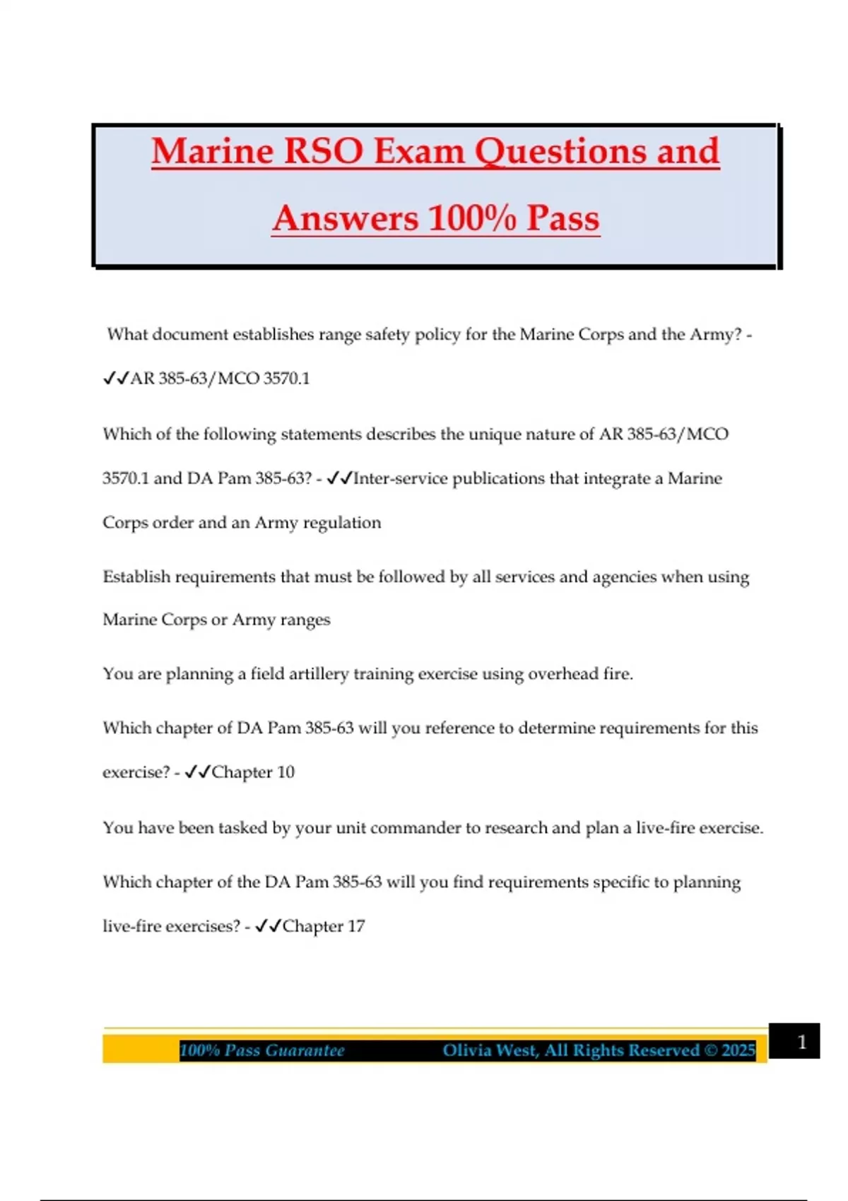 Marine RSO Exam Questions and Answers 100% Pass - Marine RSO - Stuvia US
