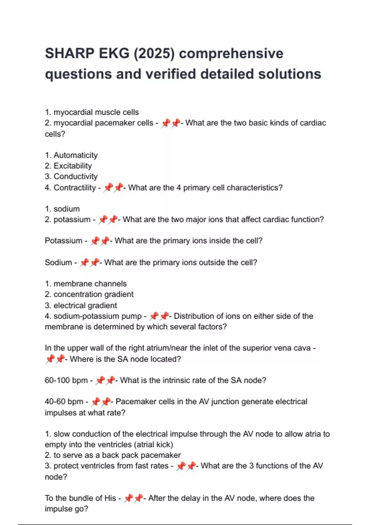 SHARP EKG (2025) comprehensive questions and verified detailed ...