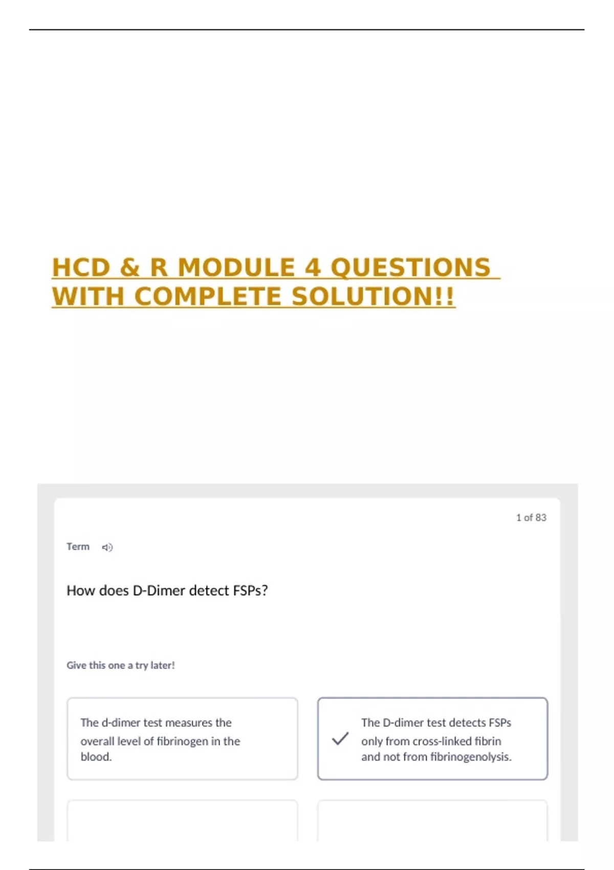 HCD & R MODULE 4 QUESTIONS WITH COMPLETE SOLUTION!! - HCD & R - Stuvia US