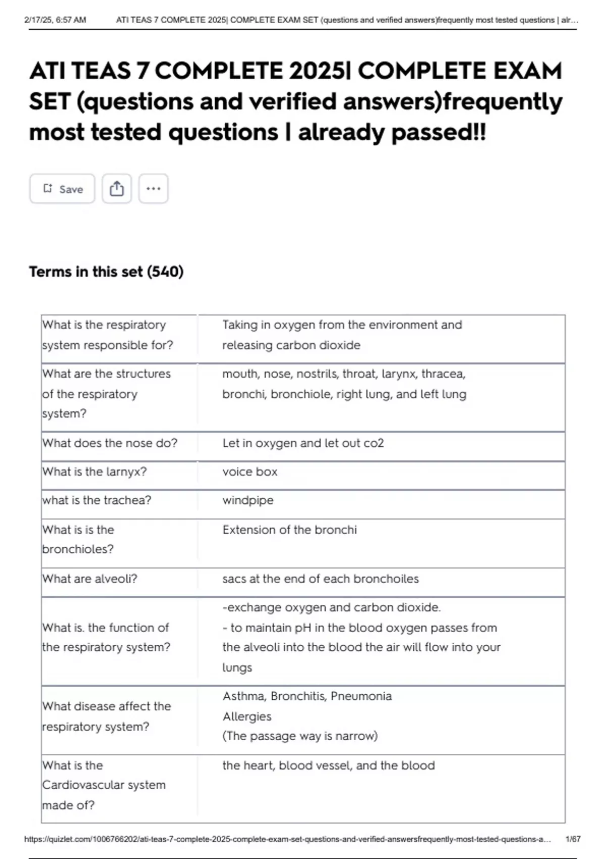 ATI TEAS 7 COMPLETE 2025| COMPLETE EXAM SET (questions and verified ...