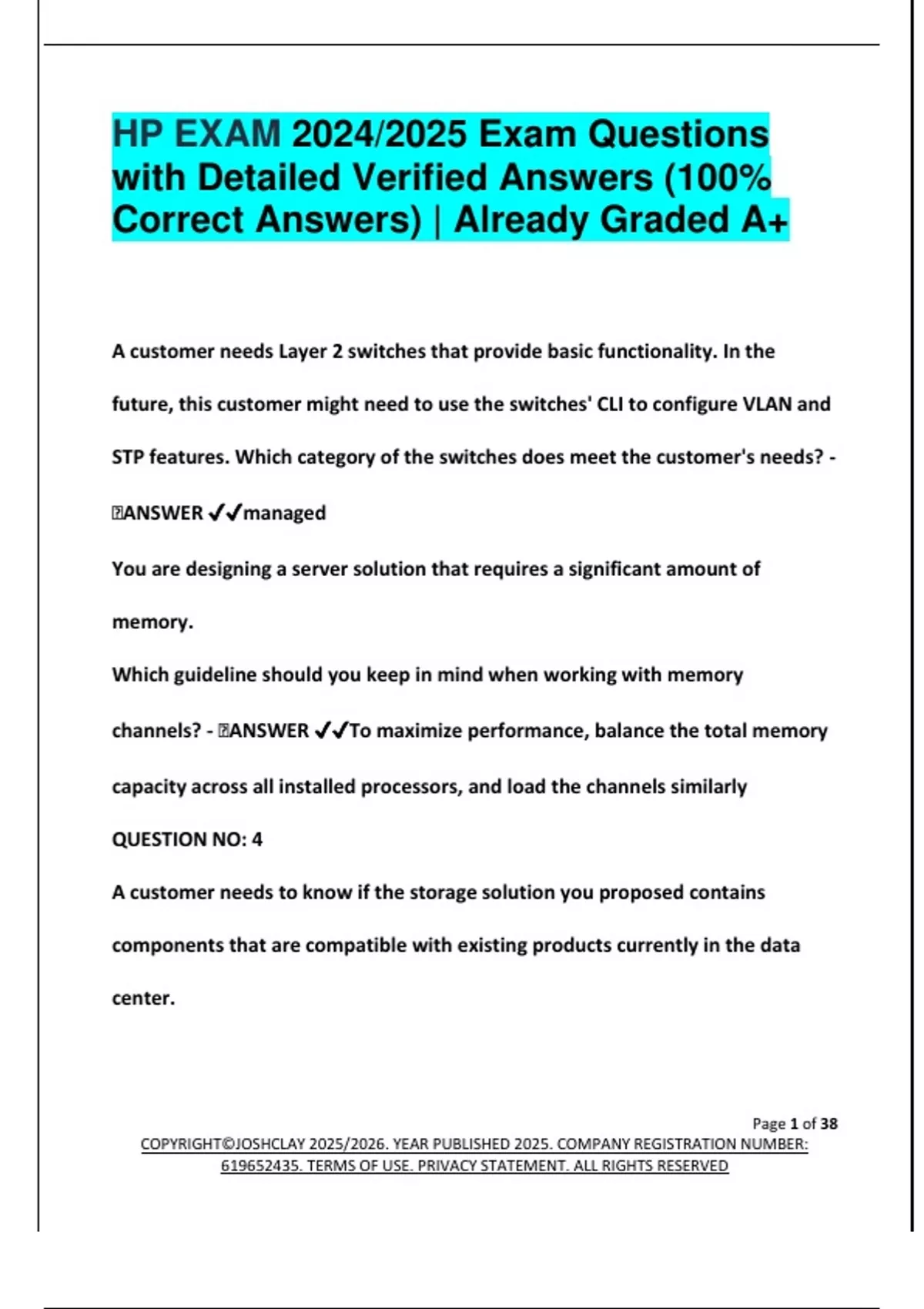 HP EXAM 2024/2025 Exam Questions with Detailed Verified Answers (100% Correct Answers) | Already ...