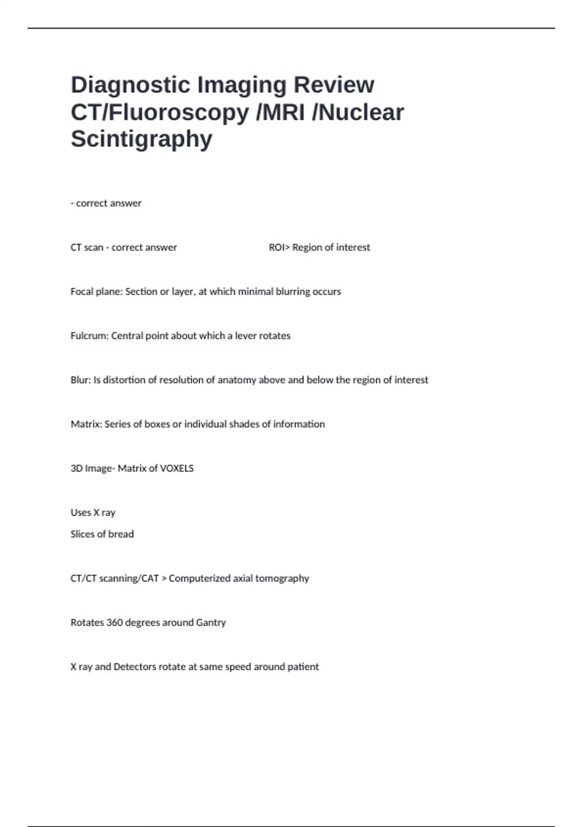 Diagnostic Imaging Review CT/Fluoroscopy /MRI /Nuclear Scintigraphy ...