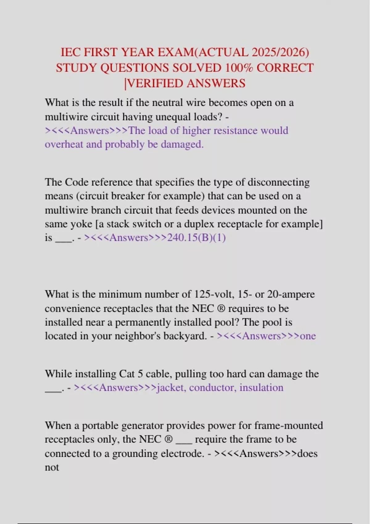 IEC FIRST YEAR EXAM(ACTUAL 2025/2026) STUDY QUESTIONS SOLVED 100% ...