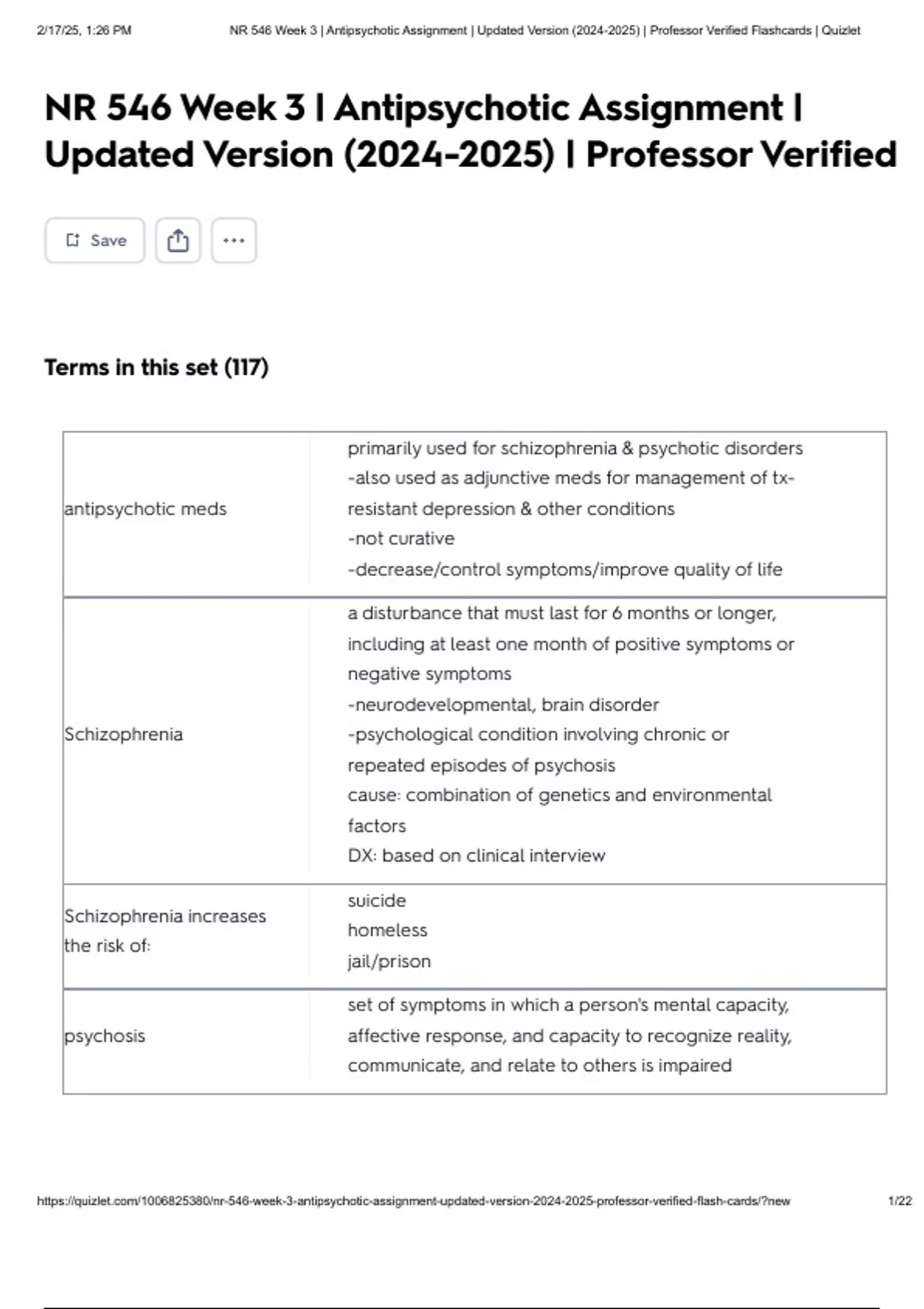 NR 546 Week 3 | Antipsychotic Assignment | Updated Version ...