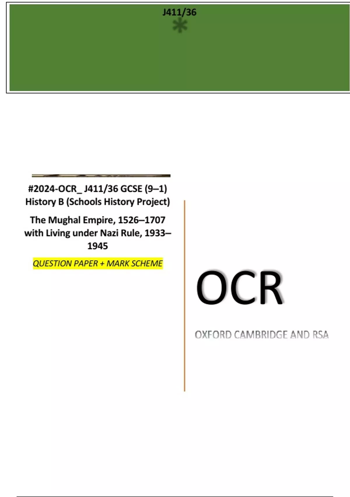 #2024-OCR_ J411/36 GCSE (9–1) History B (Schools History Project) The ...