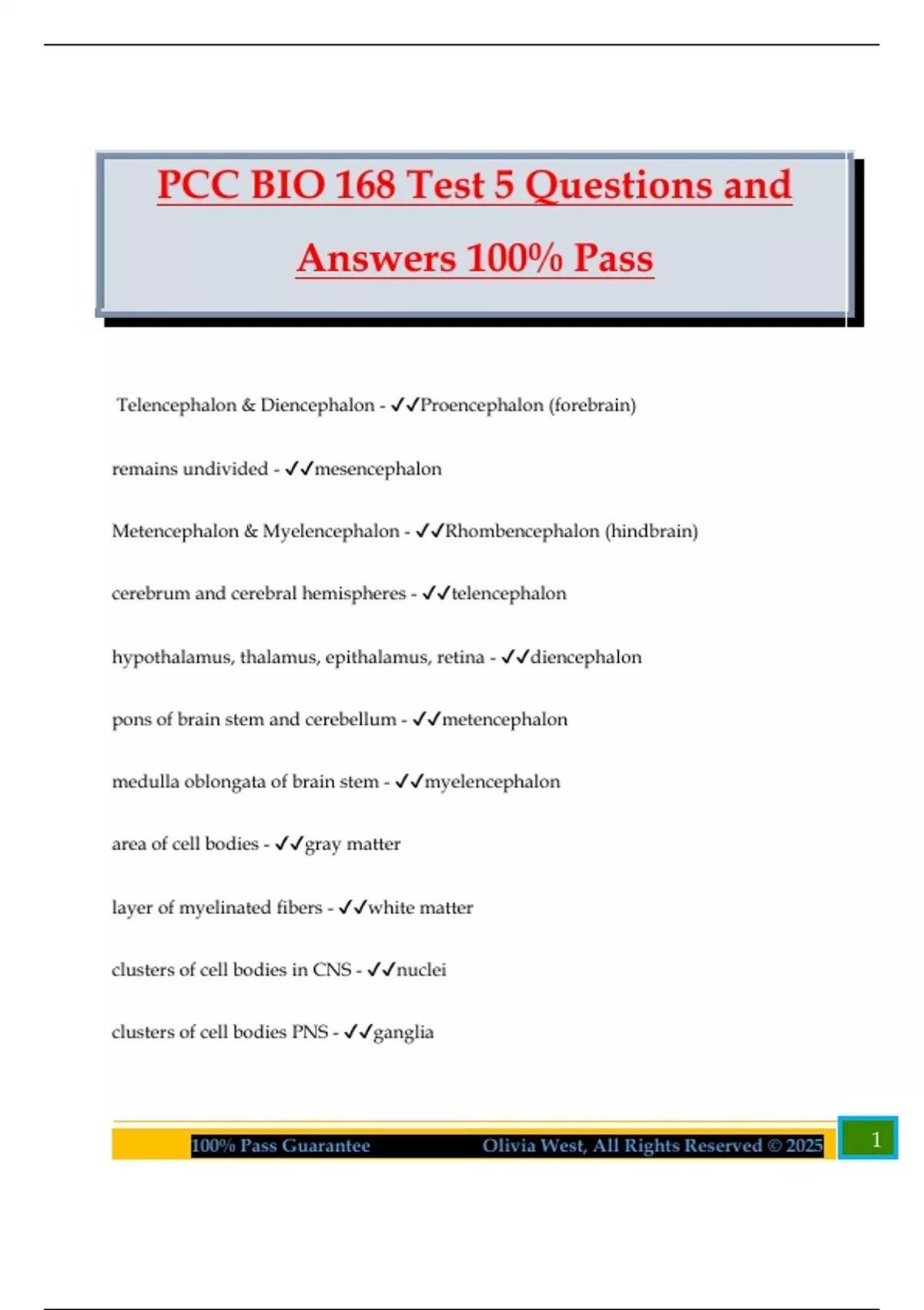 PCC BIO 168 Test 5 Questions and Answers 100% Pass - Bio 168 - Stuvia US