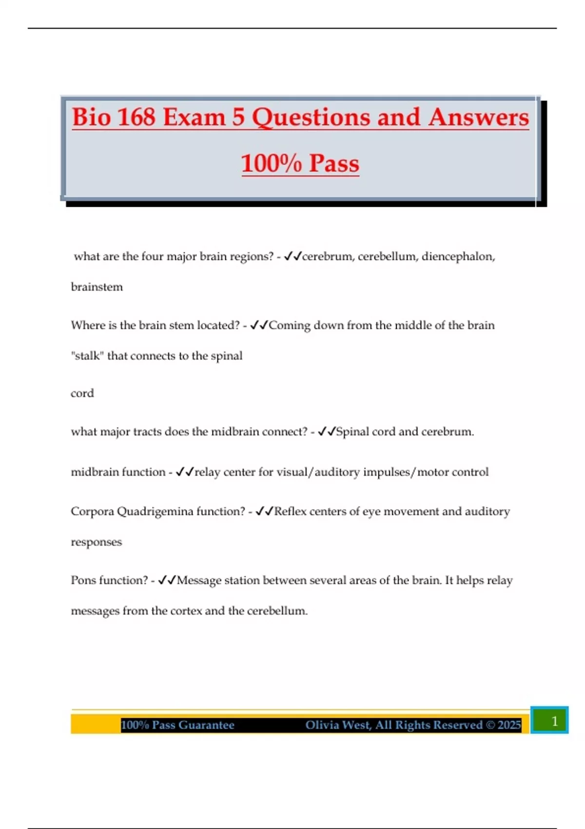 Bio 168 Exam 5 Questions and Answers 100% Pass - Bio 168 - Stuvia US
