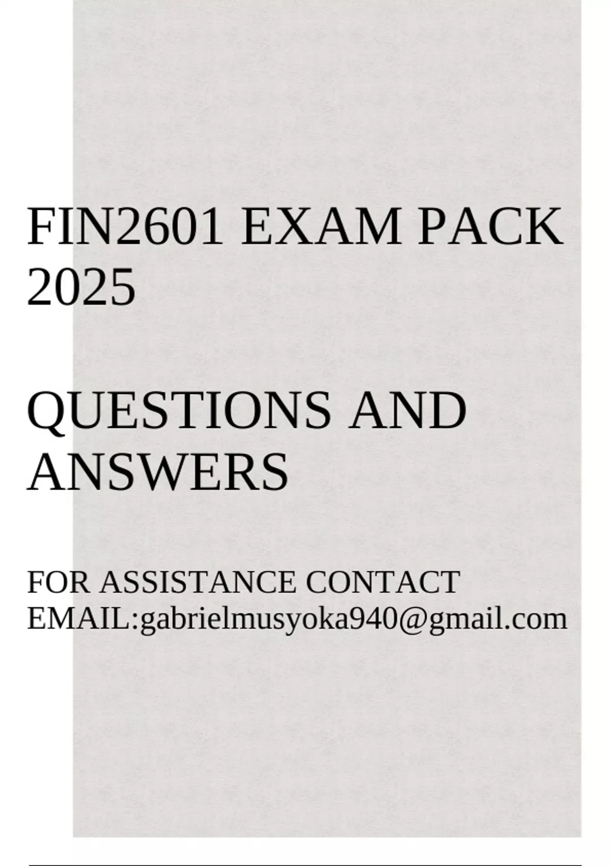 FIN2601 Exam pack 2025(Questions and answers)Financial Management ...
