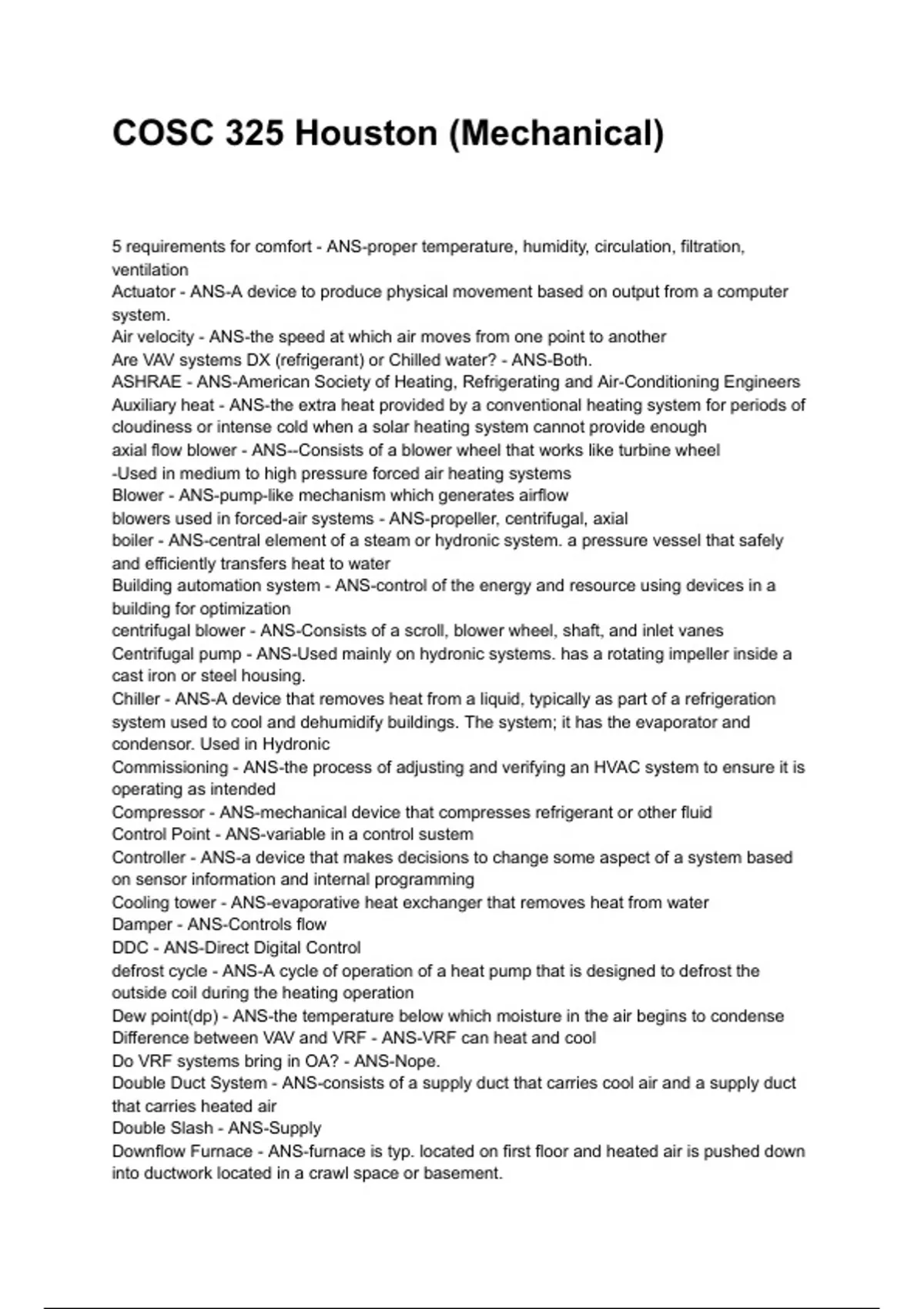 COSC 325 Houston (Mechanical) QUESTIONS AND CORRECT DETAILED ANSWERS WITH RATIONALES 2025/2026 ...