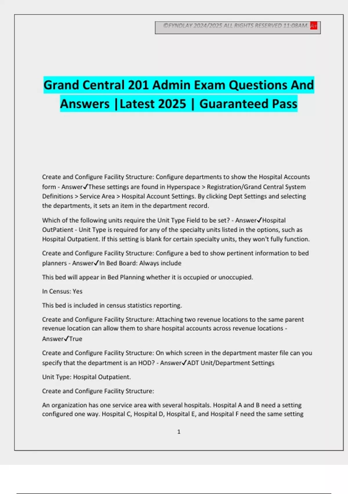Grand Central 201 Admin Exam Questions And Answers |Latest 2025 ...