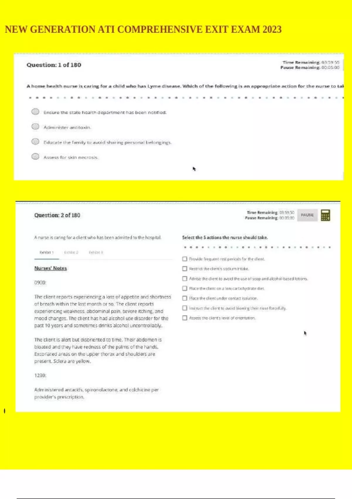 NEW GENERATION ATI RN COMPREHENSIVE EXIT EXAM 2023 180 Q & A Actual ...