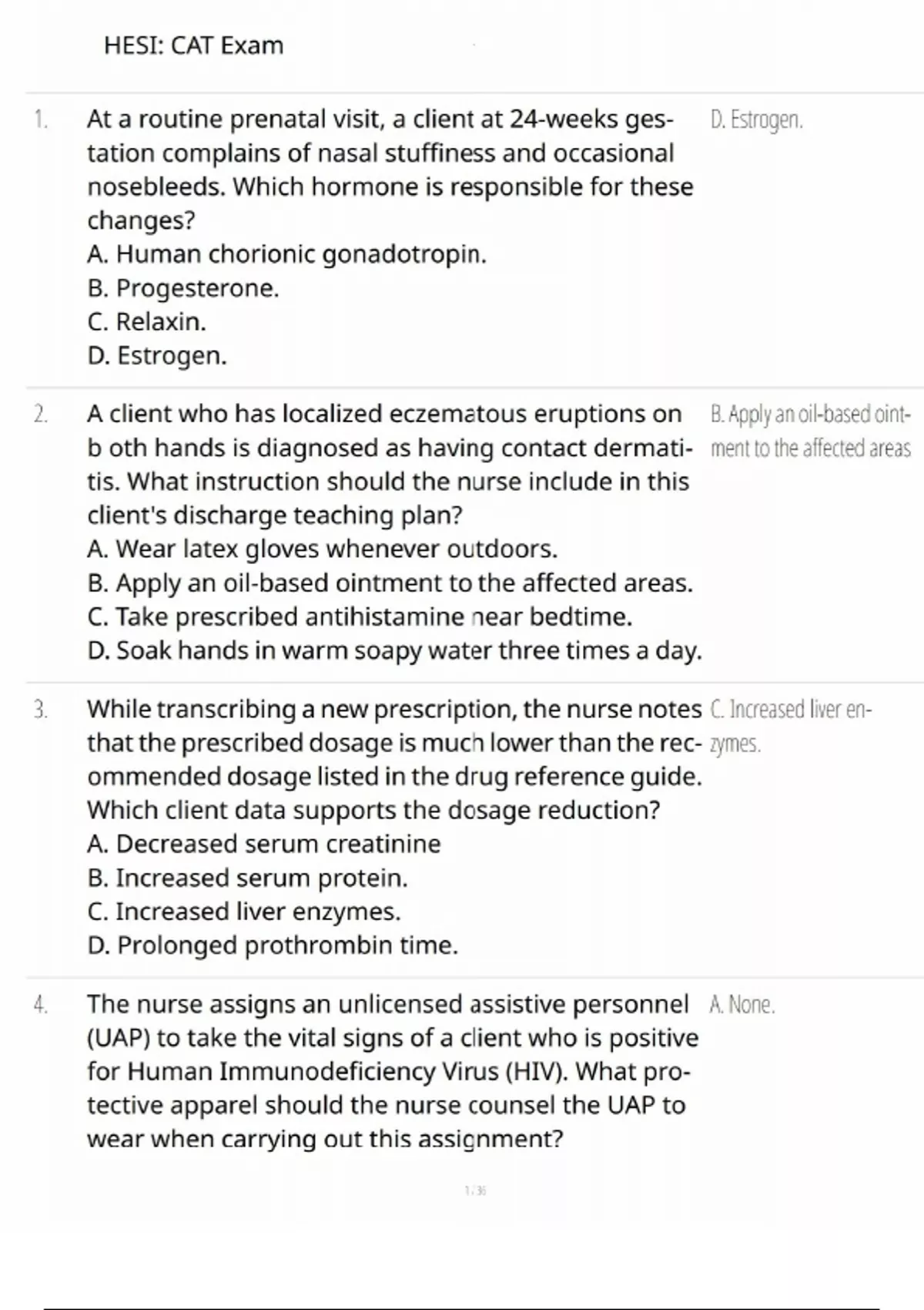 HESI CAT Exam/2025 update/score 100% - HESI CAT - Stuvia US