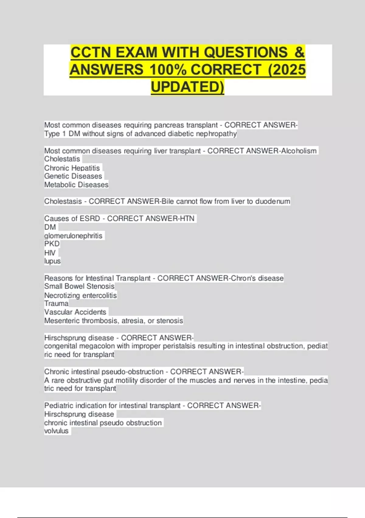 CCTN EXAM WITH QUESTIONS & ANSWERS 100% CORRECT (2025 UPDATED) - Cctn ...