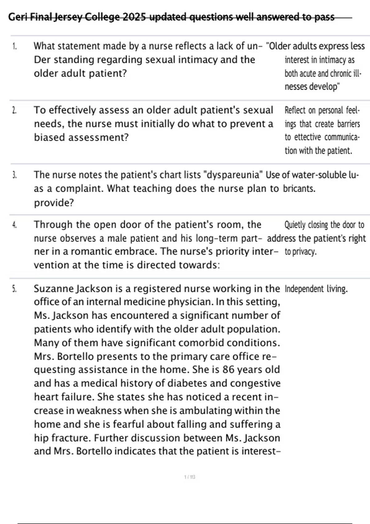 Geri Final Jersey College 2025 updated questions well answered to pass - Geri - Stuvia US