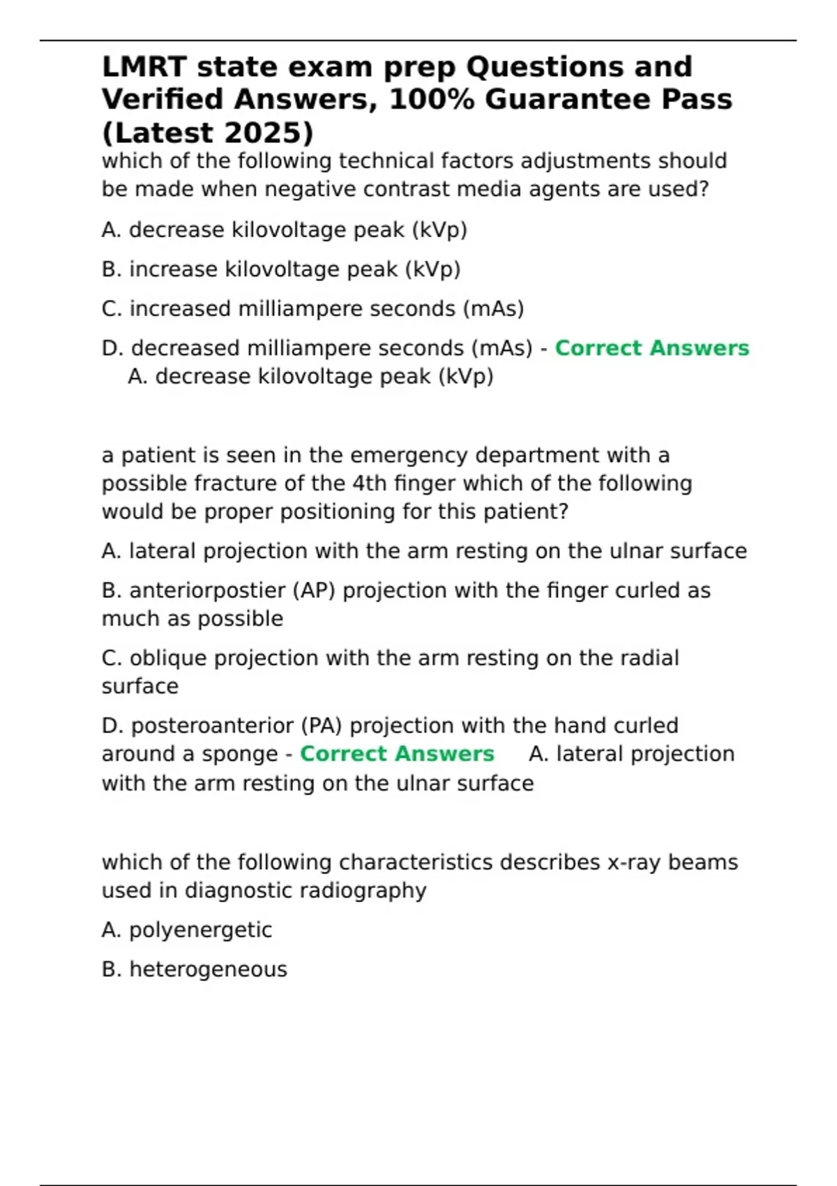 LMRT state exam prep Questions and Verified Answers, 100- Guarantee ...