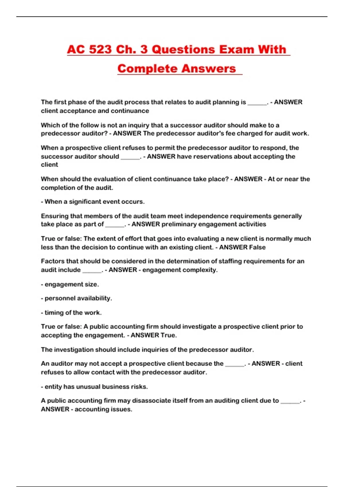 AC 523 Ch. 3 Questions Exam With Complete Answers - AC 523 - Stuvia US