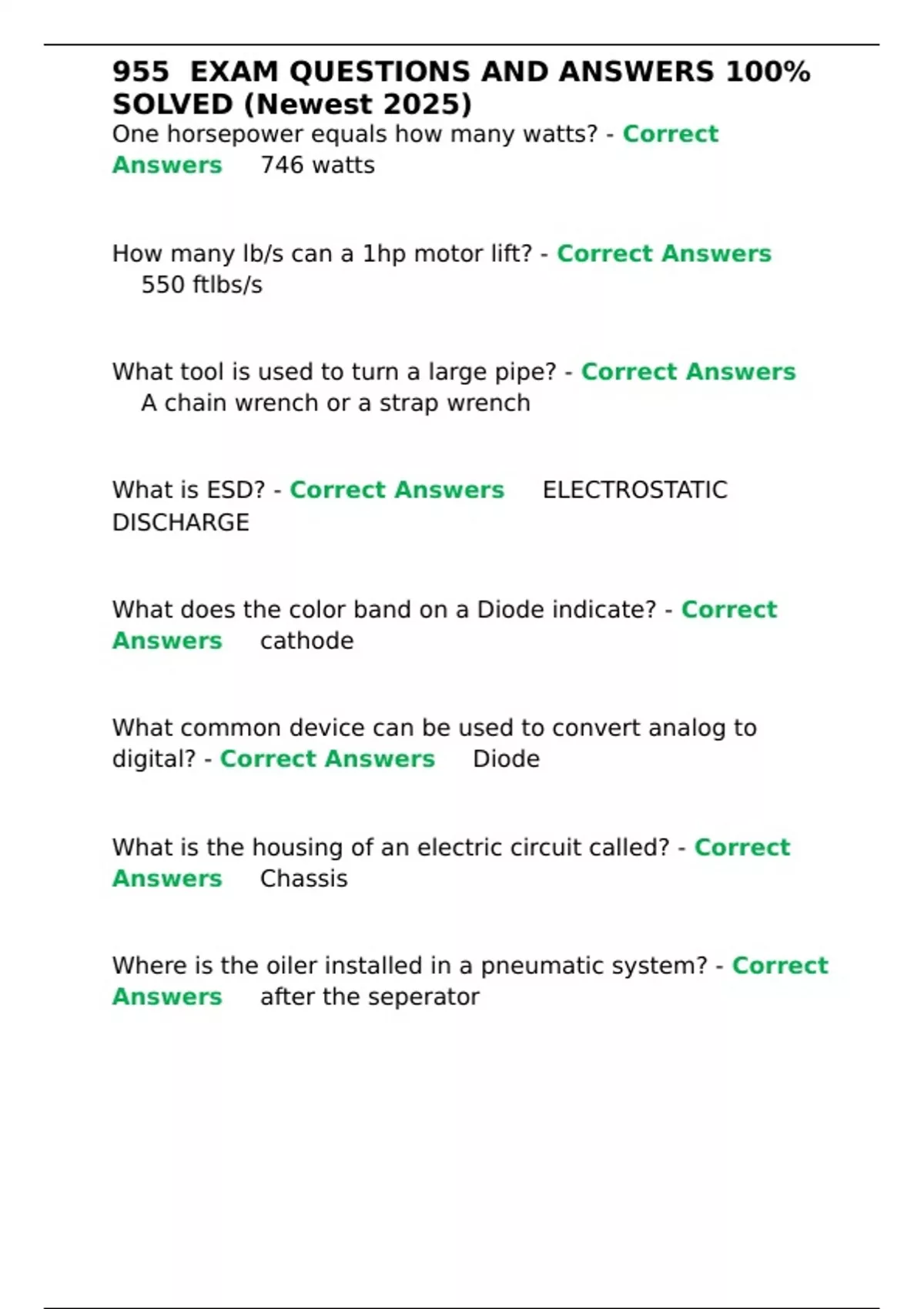 955 EXAM QUESTIONS AND ANSWERS 100- SOLVED (Newest 2025) - 955 MSS - TST 3 EXM - Stuvia US