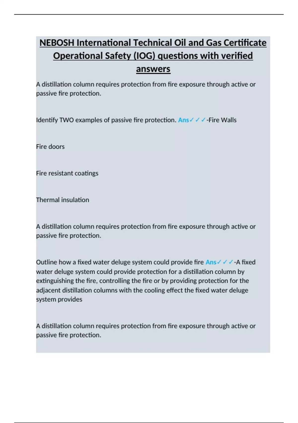 NEBOSH International Technical Oil and Gas Certificate Operational ...