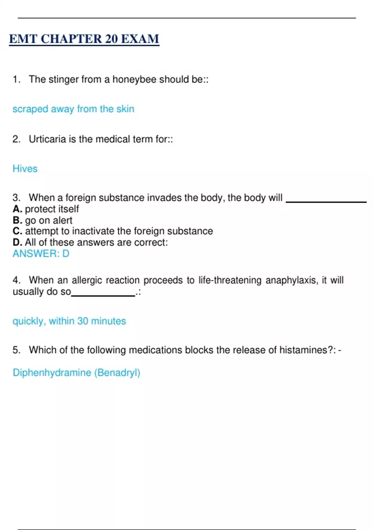 EMT CHAPTER 20 EXAM ( UPDATED 2025 ) | QUESTIONS WITH 100% VERIFIED ...