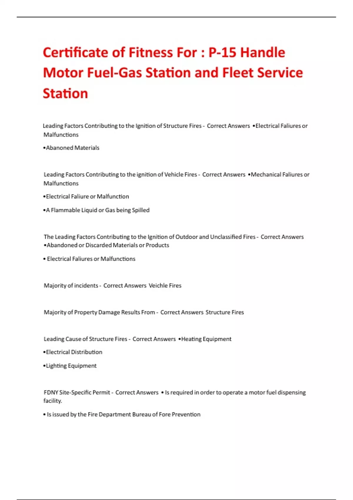 Certificate of Fitness For : P-15 Handle Motor Fuel-Gas Station and ...