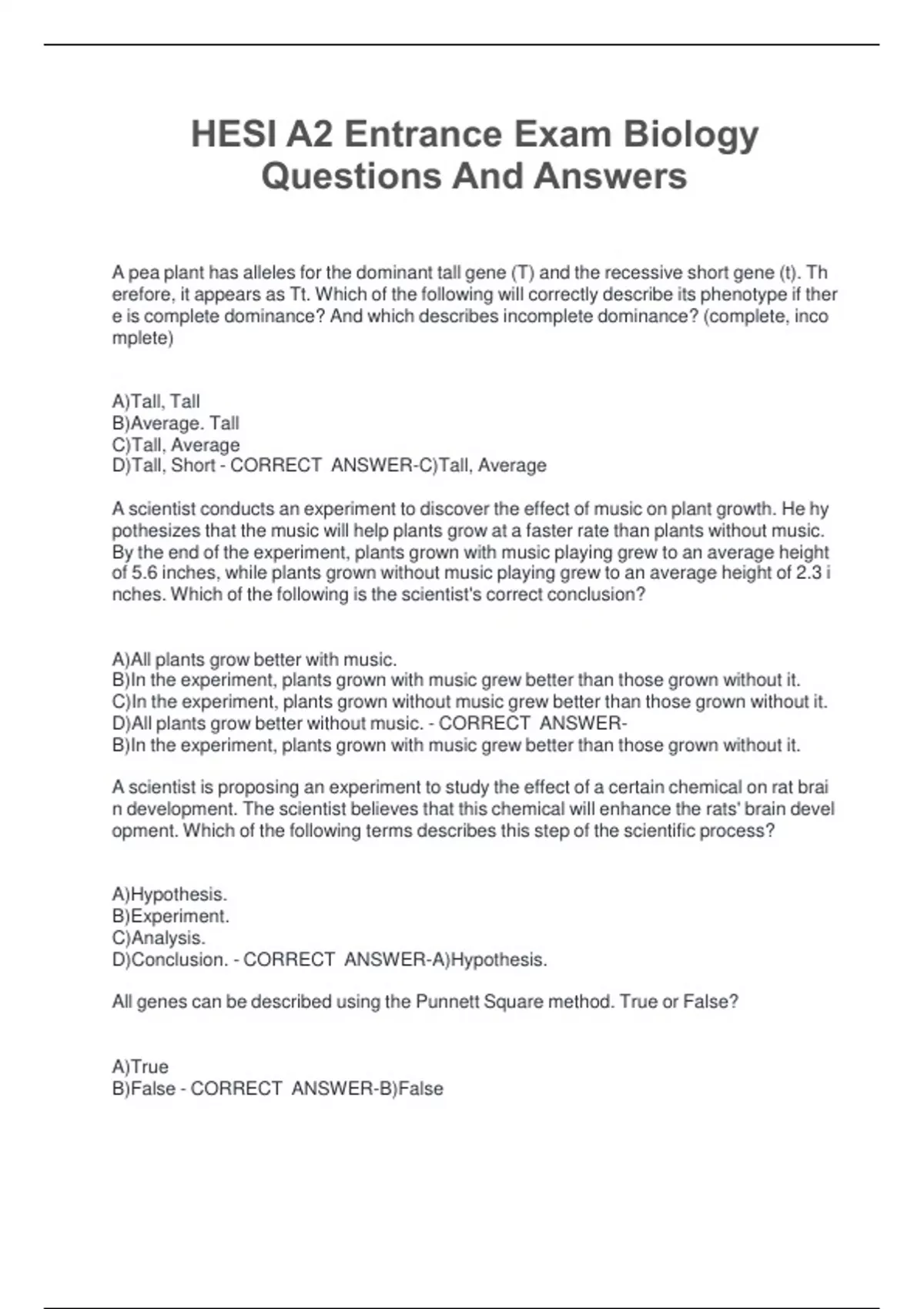 Packaging deal for Biology 1134 Final Exam Review-Price Questions And ...